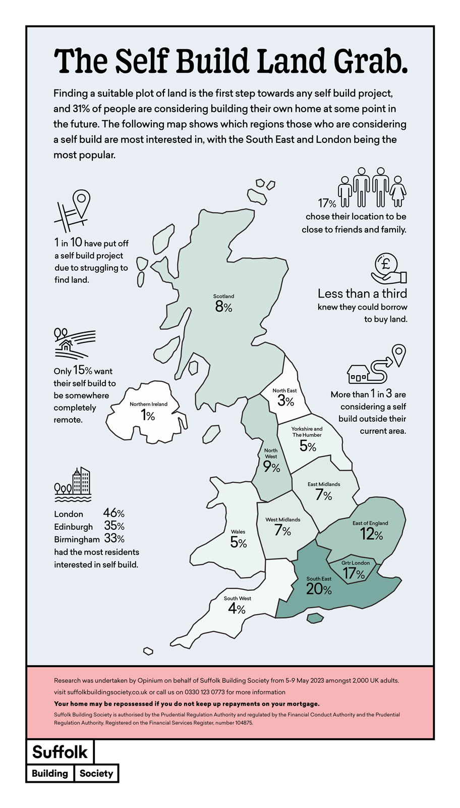 Map of self build research - Suffolk Building Society
